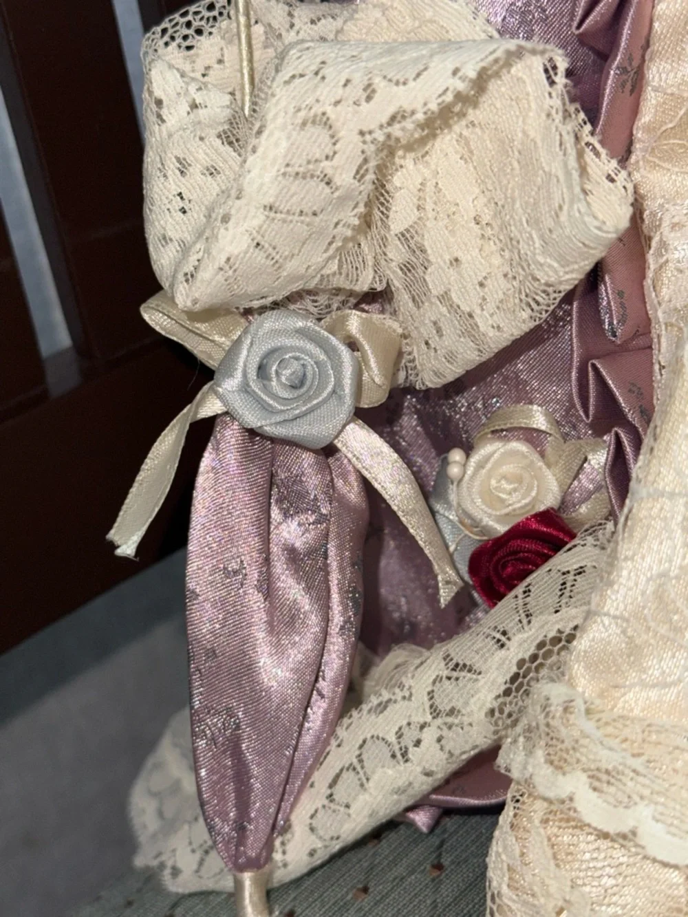 Toys | Victorian Style Porcelain Doll Collectible Purple Dress Umbrella ...